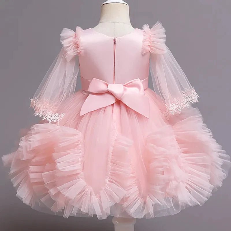 CN Front Flower Style Net Sleeves Pink Fancy Frock 10728 – BrandsXpress